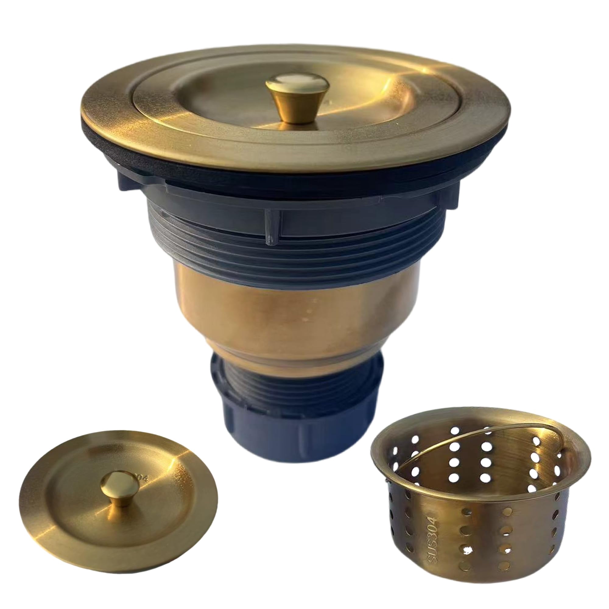 Bright Chrome Sink Strainer Basket Replacement, 3 Inch Deep Cup with ...