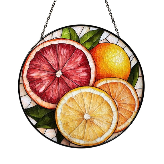 Bright Citrus Slice Design Window Suncatcher, Decorative Stained Glass ...