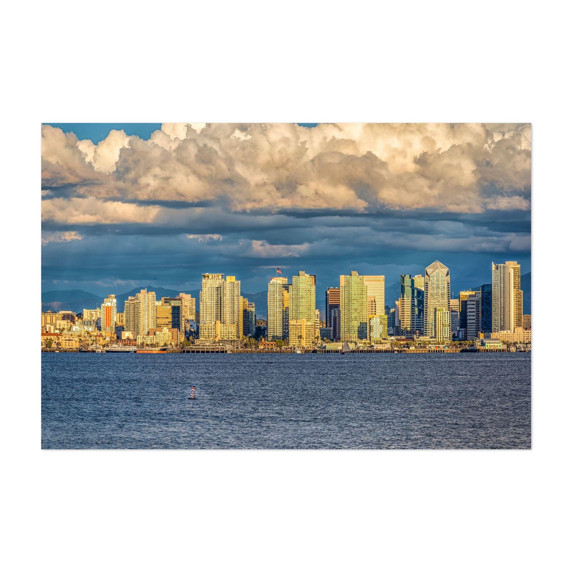 Bright City Under The Clouds - San Diego California Photography Unframed Wall Art Print 8 x 12 ...