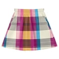 Bright Color Check Pattern Cotton Skirt Built-in Liner Elastic A-Line ...
