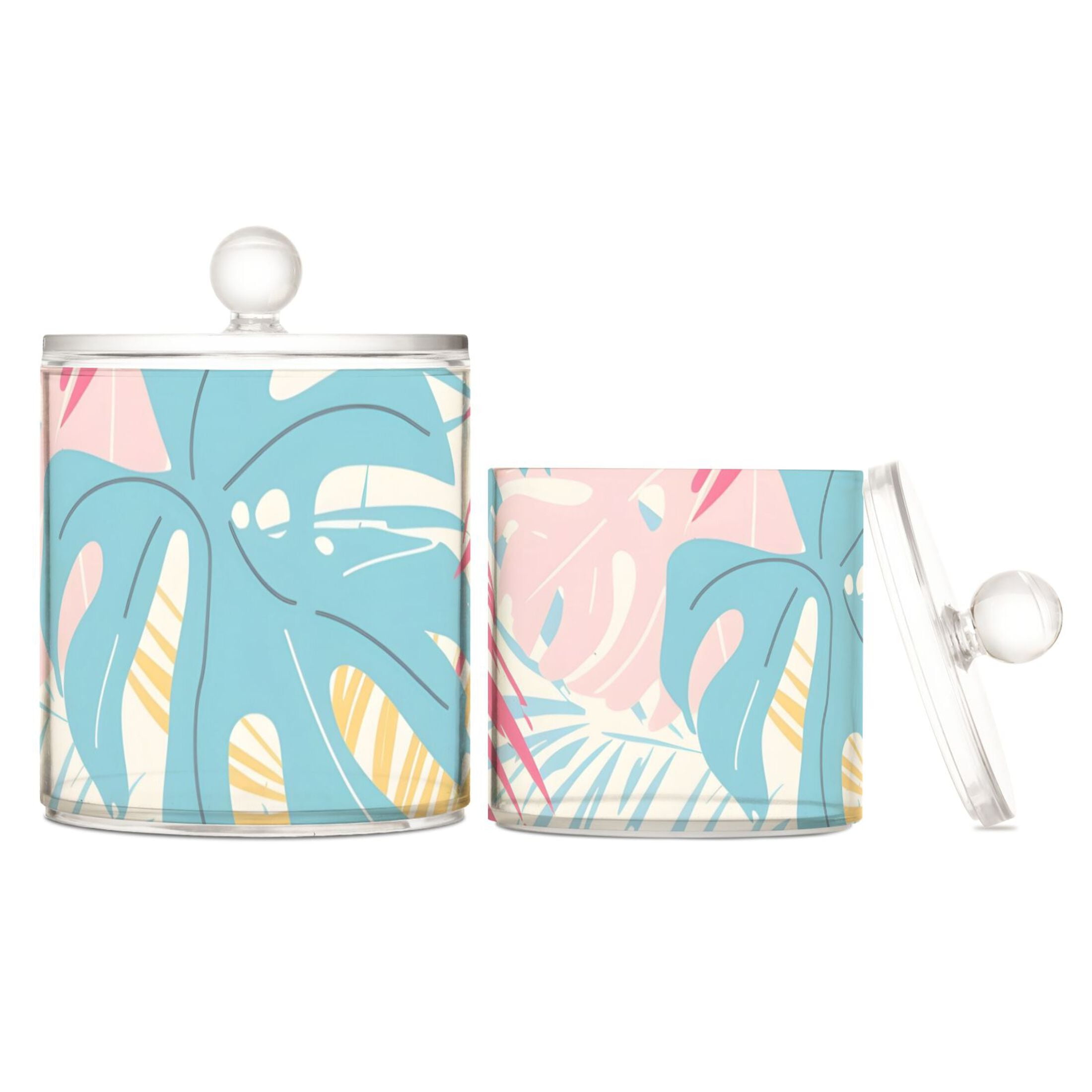 Bright Color Palm Tree Leaves Translucent Plastic Cans Storage ...