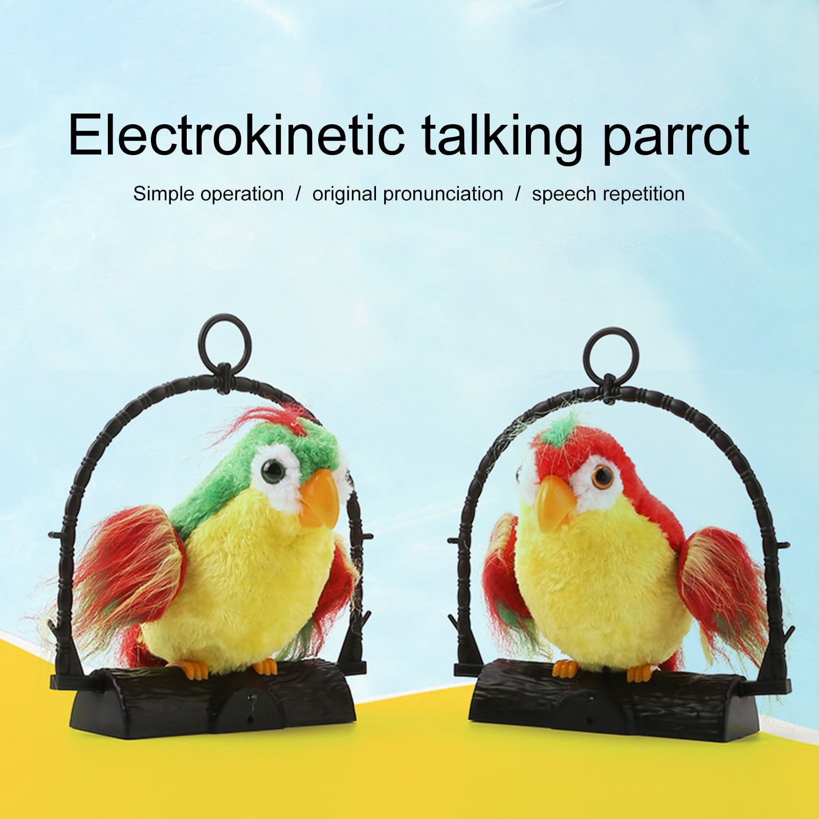 Bright Color Realistic Parrot Plush Toy with Standing Base Recording ...