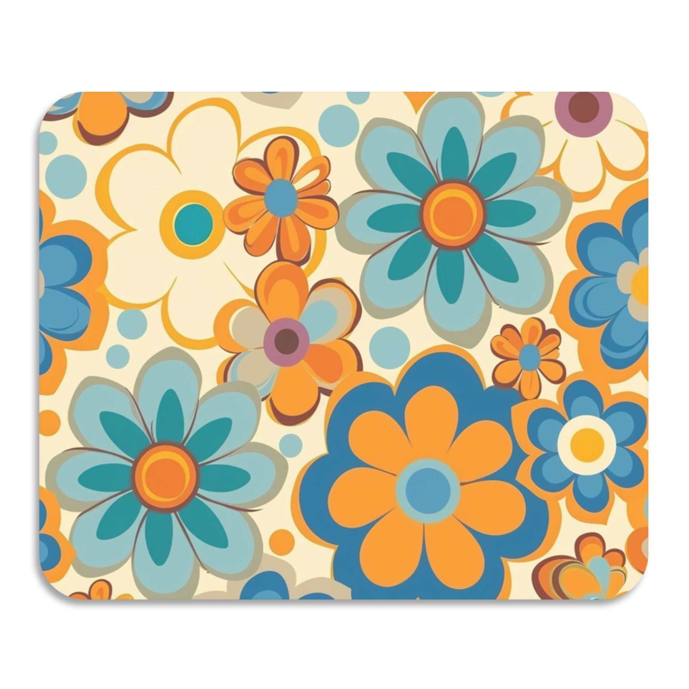 Bright Color Retro Groovy Flowers Diatomite Dish Drying Mat Drain Pad ...
