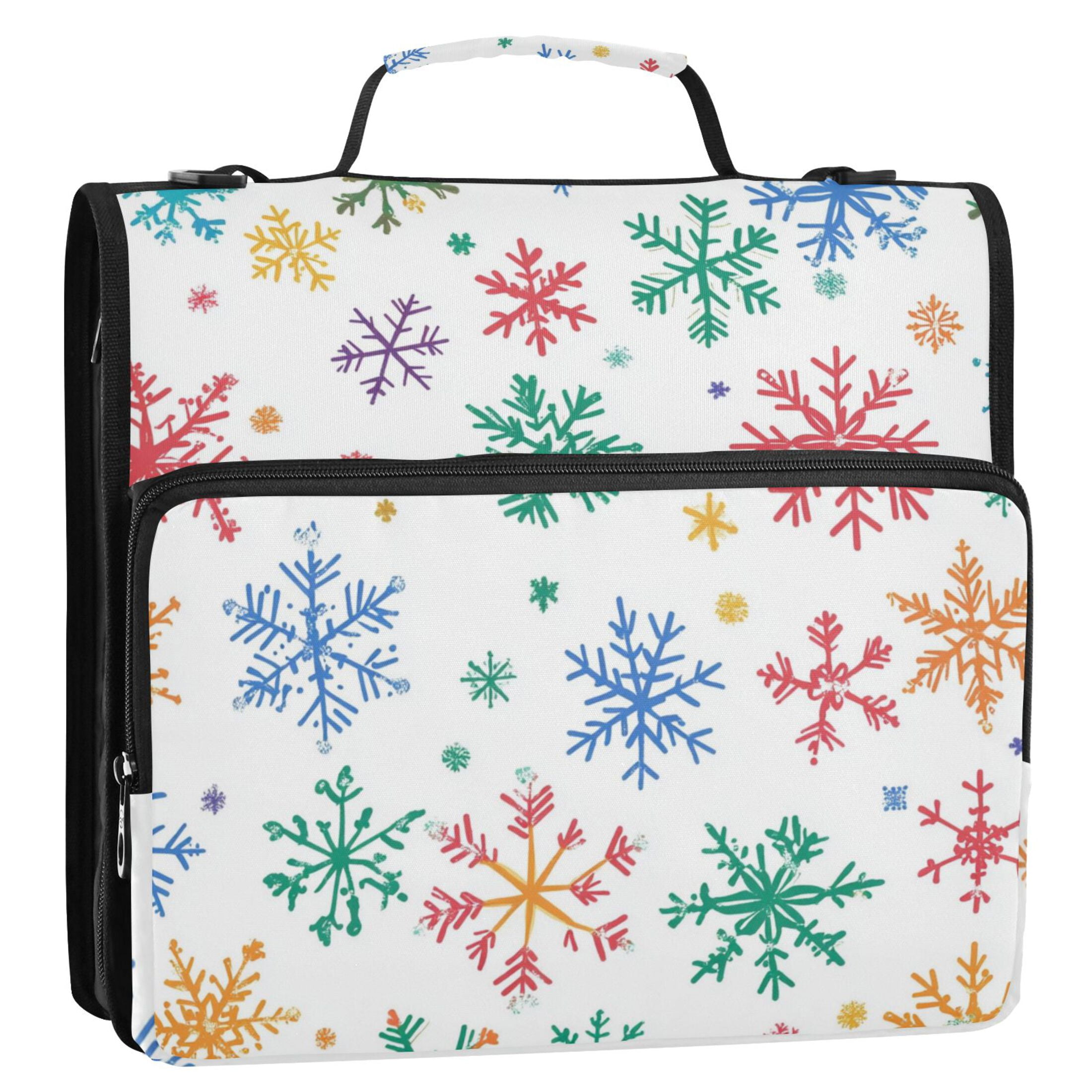 Bright Color Snowflakes Cute Binder Bag with Shoulder Strap 3 Ring ...
