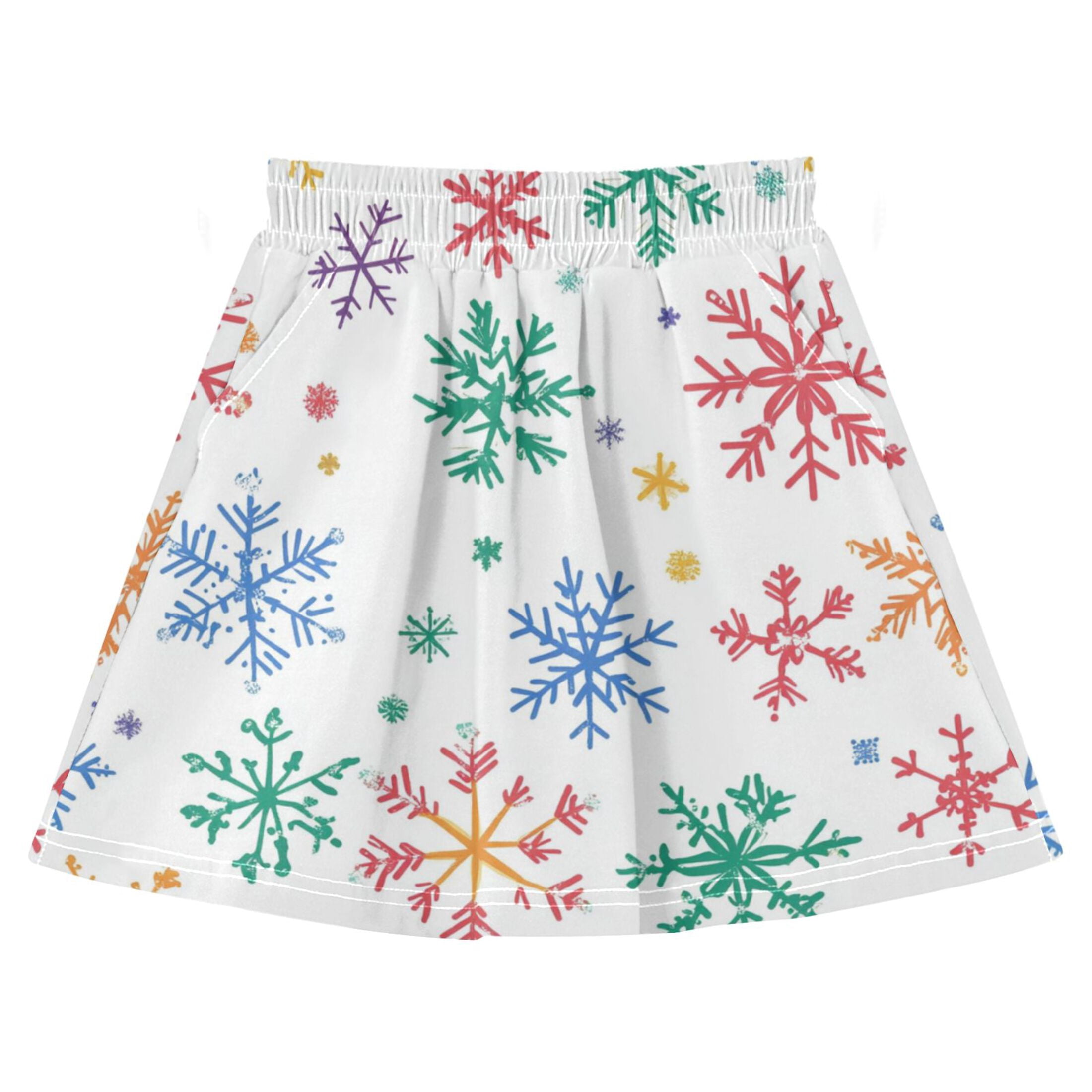 Bright Color Snowflakes Cute Girls' Skirts A-Line Skirts with Under ...