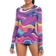 Bright Color Waves Women's Rash Guard Shirts UPF 50+ Sun Protection ...