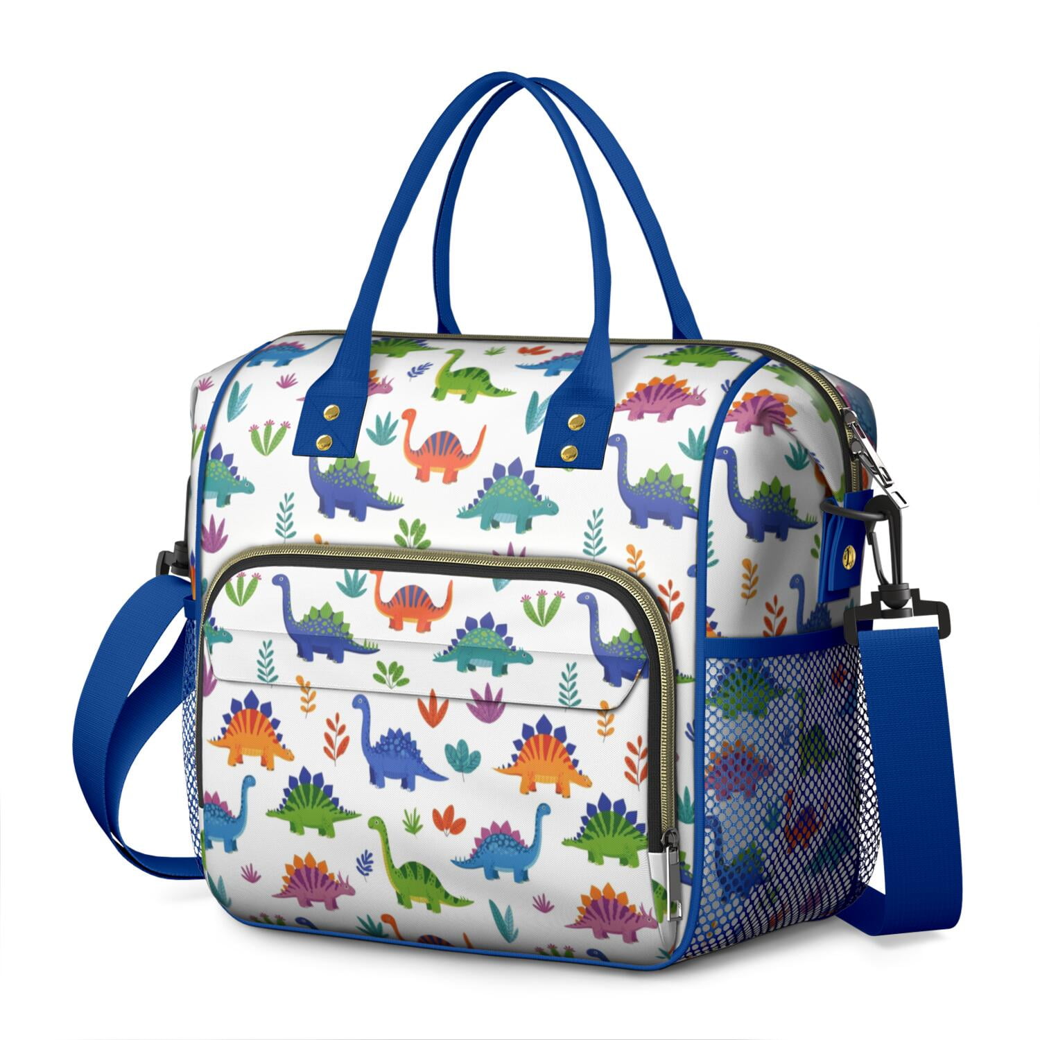 Bright Colored Dinosaur and Leaf Pattern Womens Lunch Box for Work ...