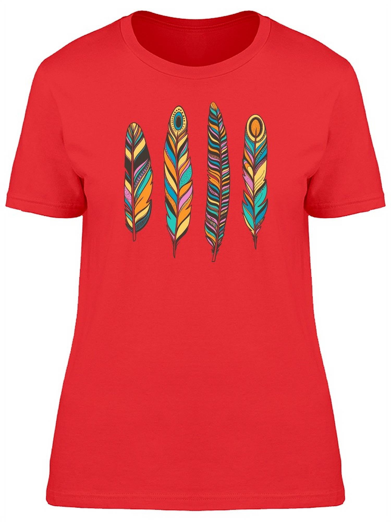 Bright Colored Feathers T-Shirt Women -Image by Shutterstock, Female ...