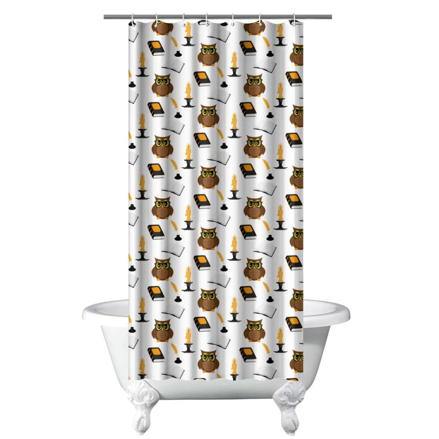 Bright Colored Owl Shower Curtain Hand-drawn Owl with Polka Dot ...