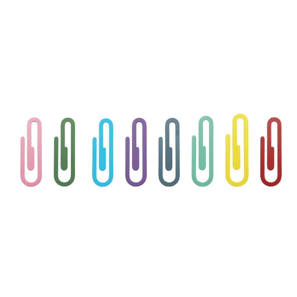 Bright Colored Paper Clips Flattened Metal Office Set of 8 Pieces ...
