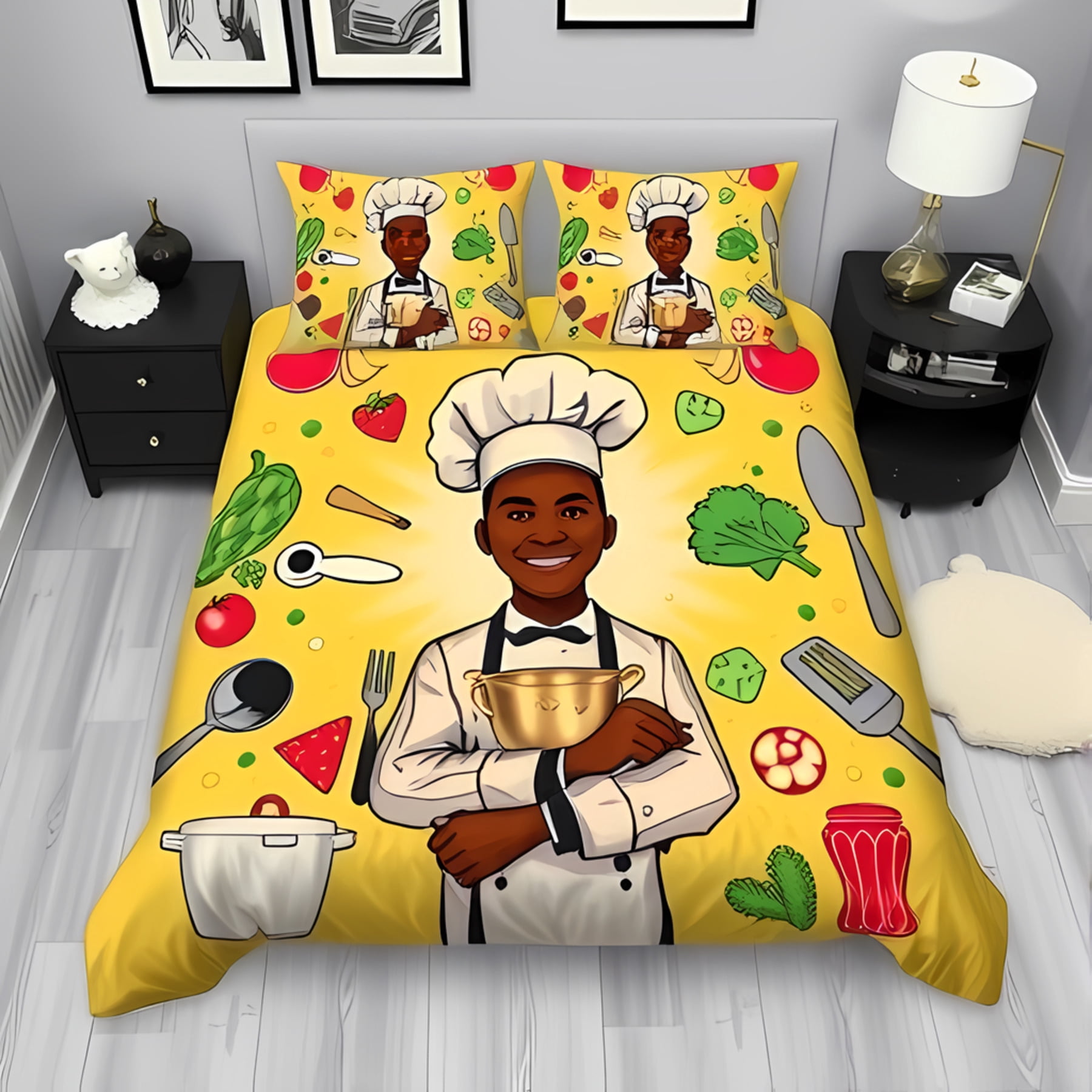 Bright & Colorful 3-Piece Duvet Cover Set Featuring Design with Kitchen ...