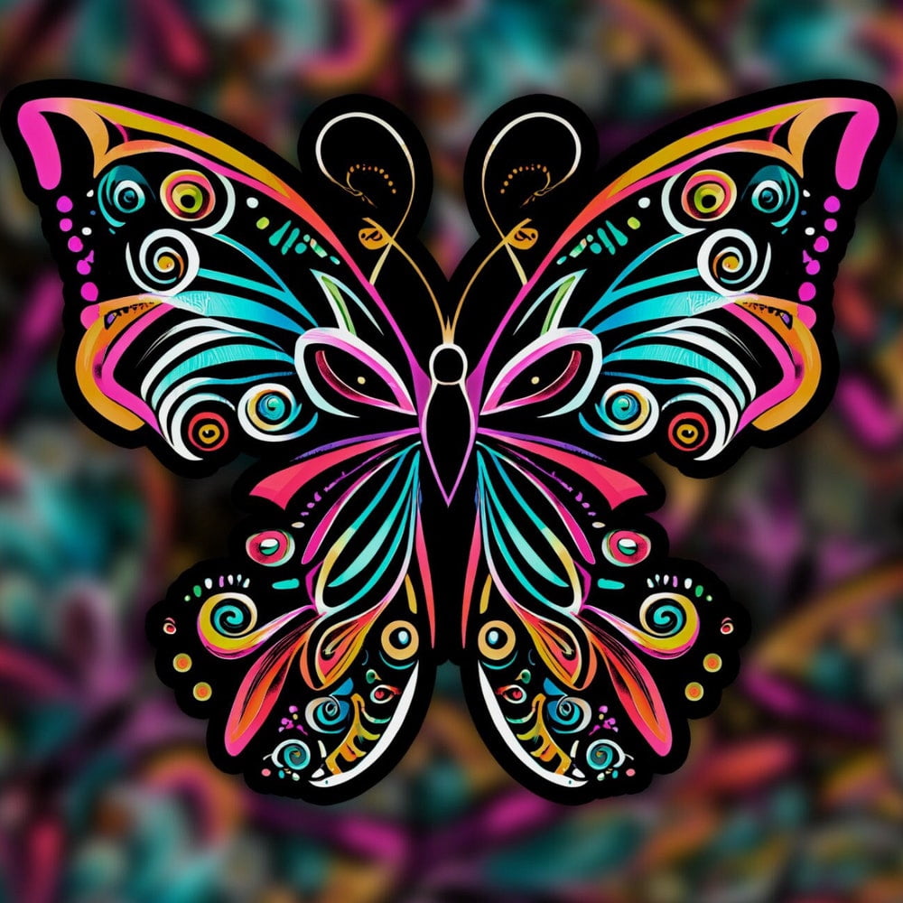 Bright Colorful Butterfly Sticker, Butterfly Sticker Phone Decal Water ...