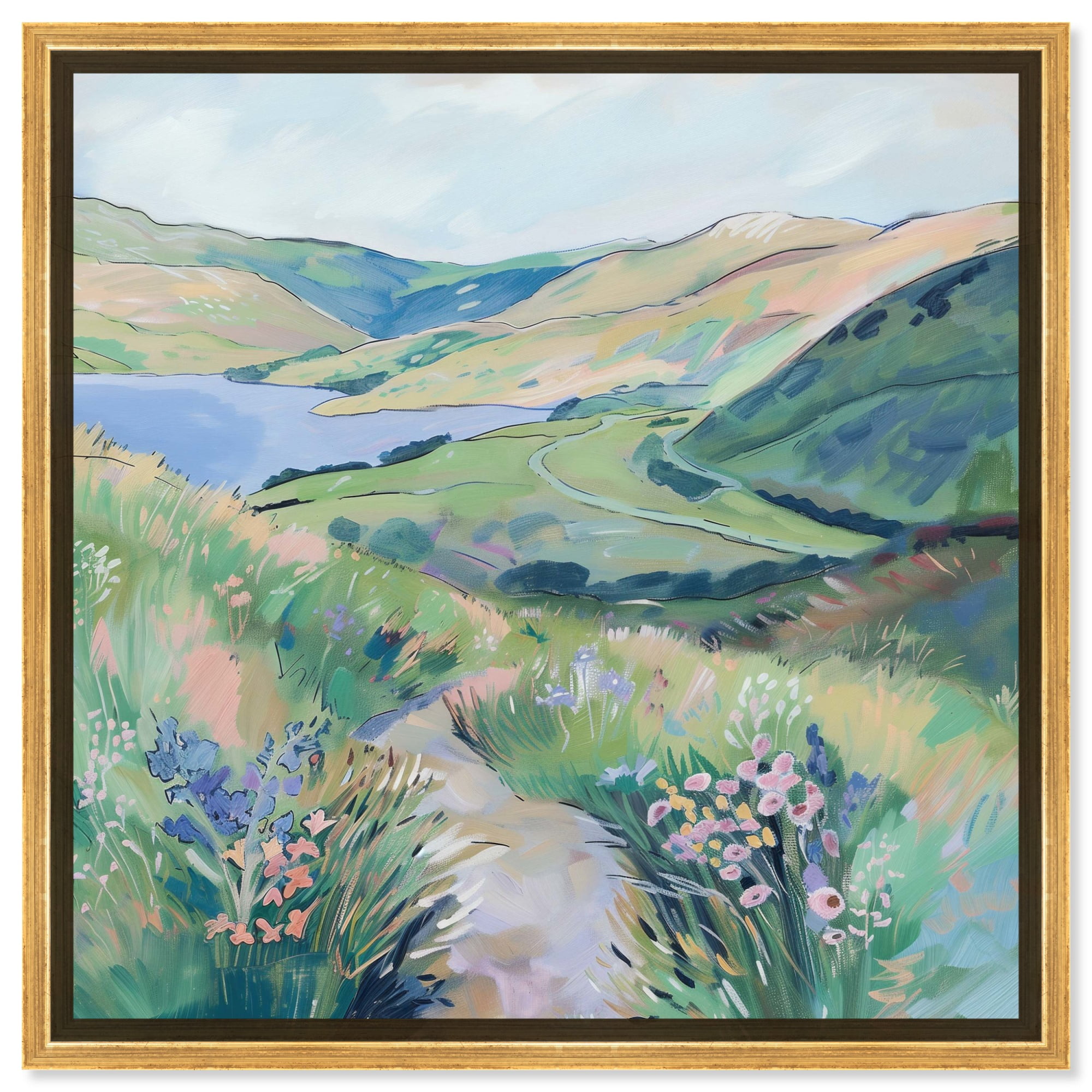 Bright Colorful Field Canvas Coastal Farmhouse Wall Art by Art Remedy ...