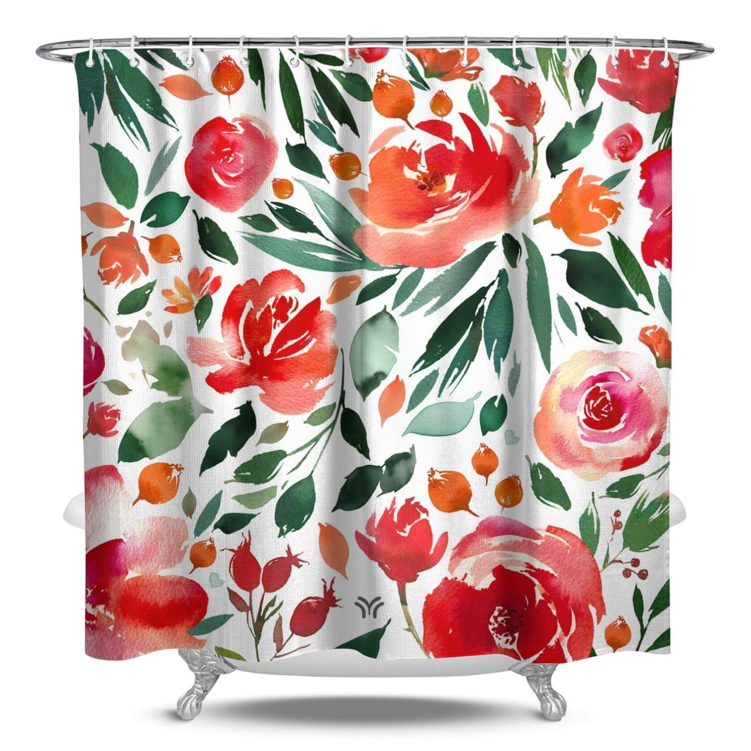 Bright Colorful Floral Shower Curtain, Spring Summer Bloom Bath Drape ...