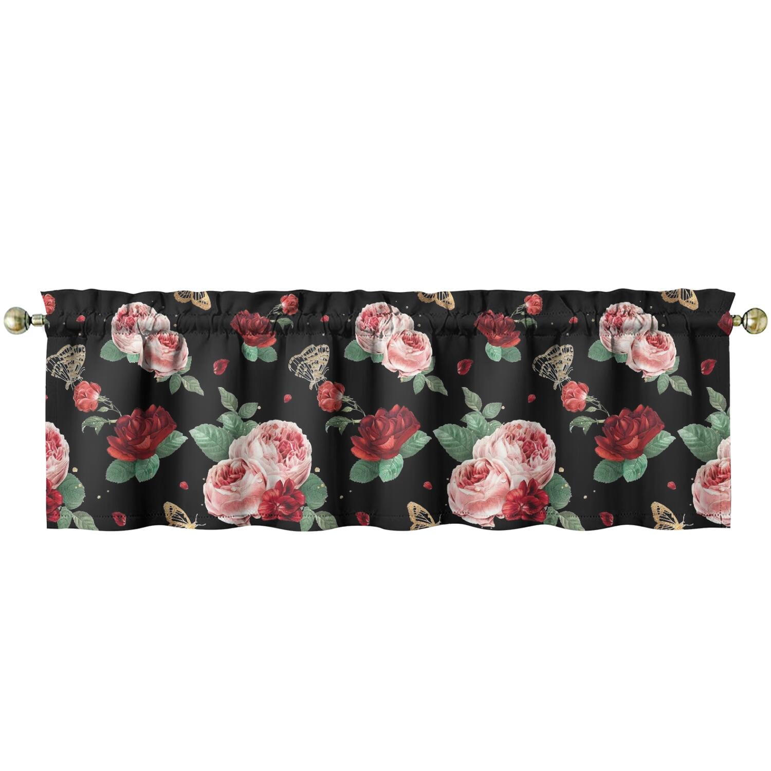 Bright Colorful Floral Valance 54 Inch Wide Rod Pocket Window Treatment ...