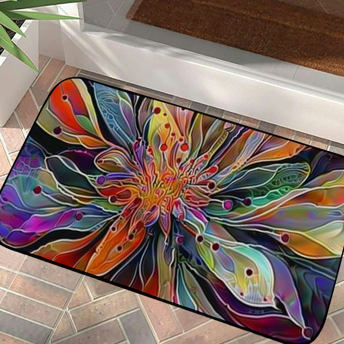 Bright Colorful Flowers Doormat Washable Indoor Door Mat Durable Non ...