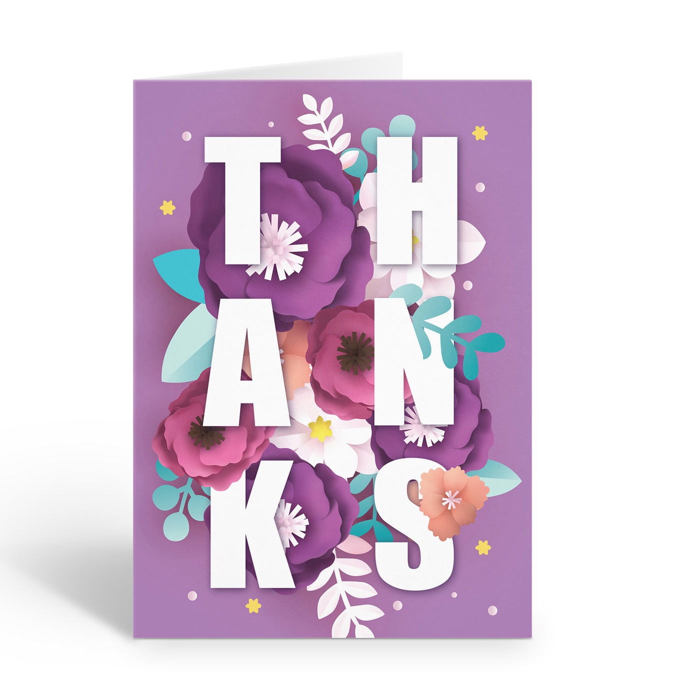 Bright Colorful Flowers Thank You Note Card - 10 Note Cards with ...