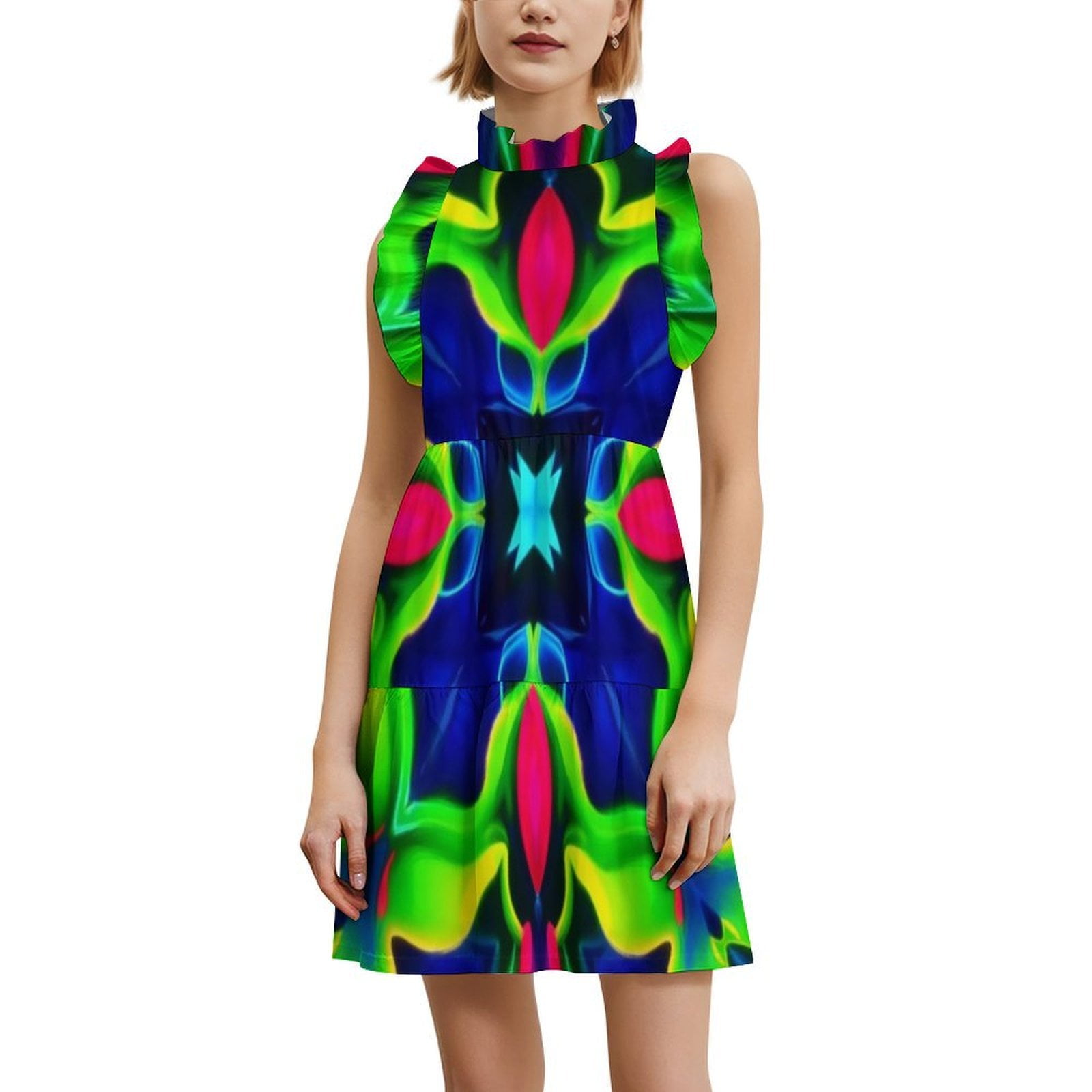 Bright, Colorful Kaleidoscopic Abstract Design Women's Fashion Casual ...