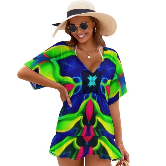 Bright, Colorful Kaleidoscopic Abstract Design Women's Luxury Party ...