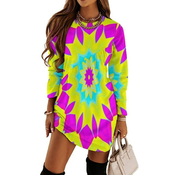 Bright Colorful Mandala Pattern Loose Dress Evening Dress Summer ...