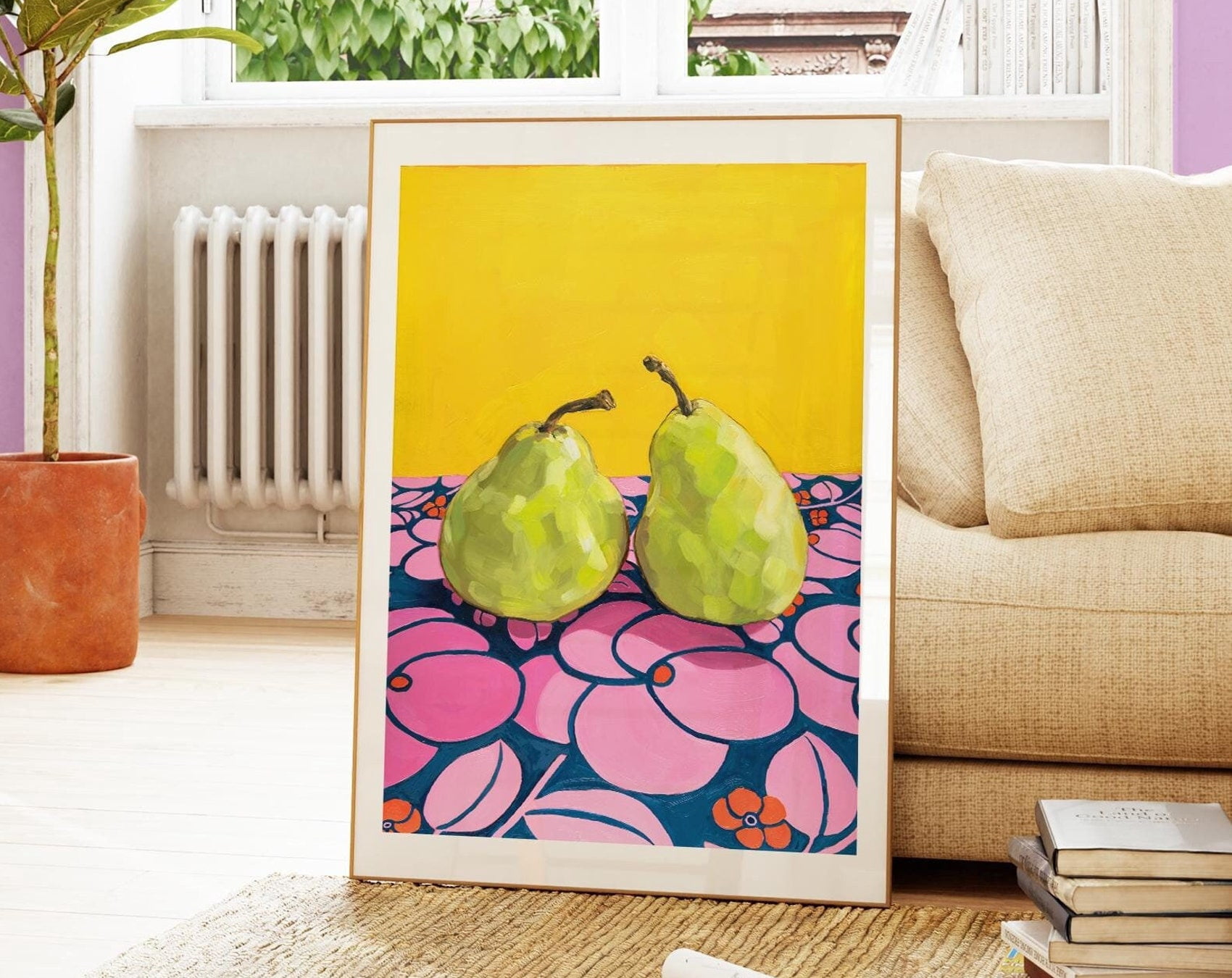 Bright, Colourful & Fruity Pears Print | Fun, Modern, Contemporary ...