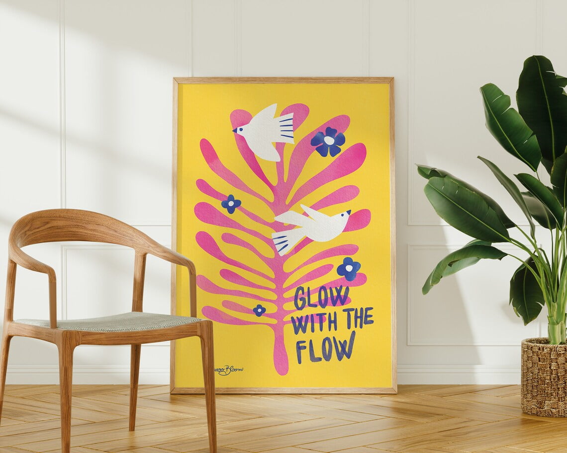 Bright Colourful Wall Art, Modern Contemporary Poster, Maximalist Eclectic Trendy Wall Art ...