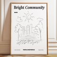Bright Community Urban Line Drawing Poster Minimal Cityscape Wall Art ...