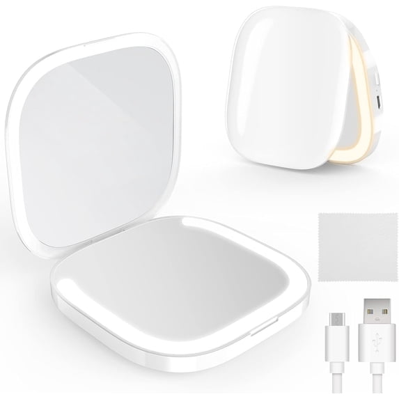 Bright Compact Mirror with , Durable Rechargeable 1X/3X Magnifying ...