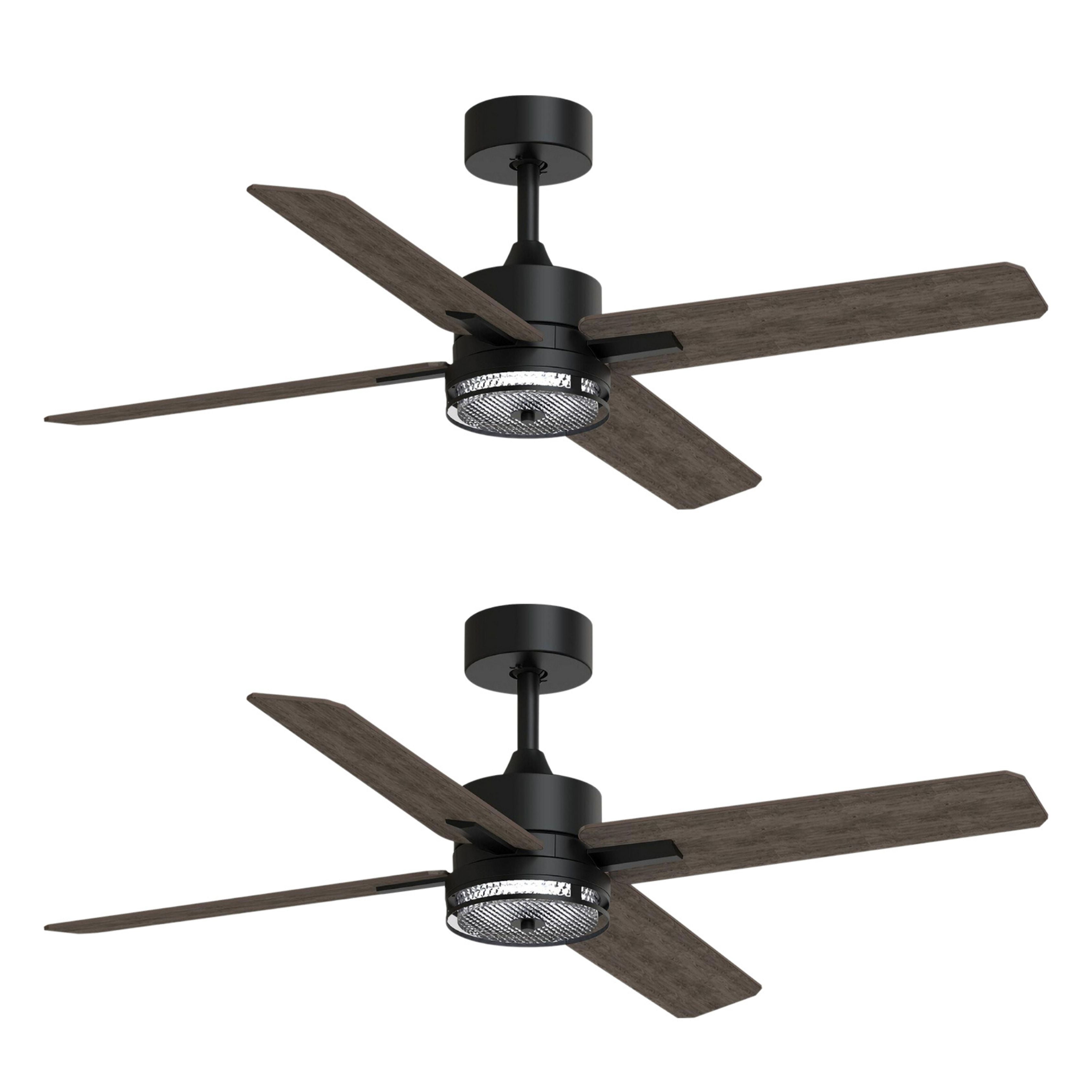Bright Corners 46 Inch Downrod Ceiling Fans with Remote, 4 Blades LED ...