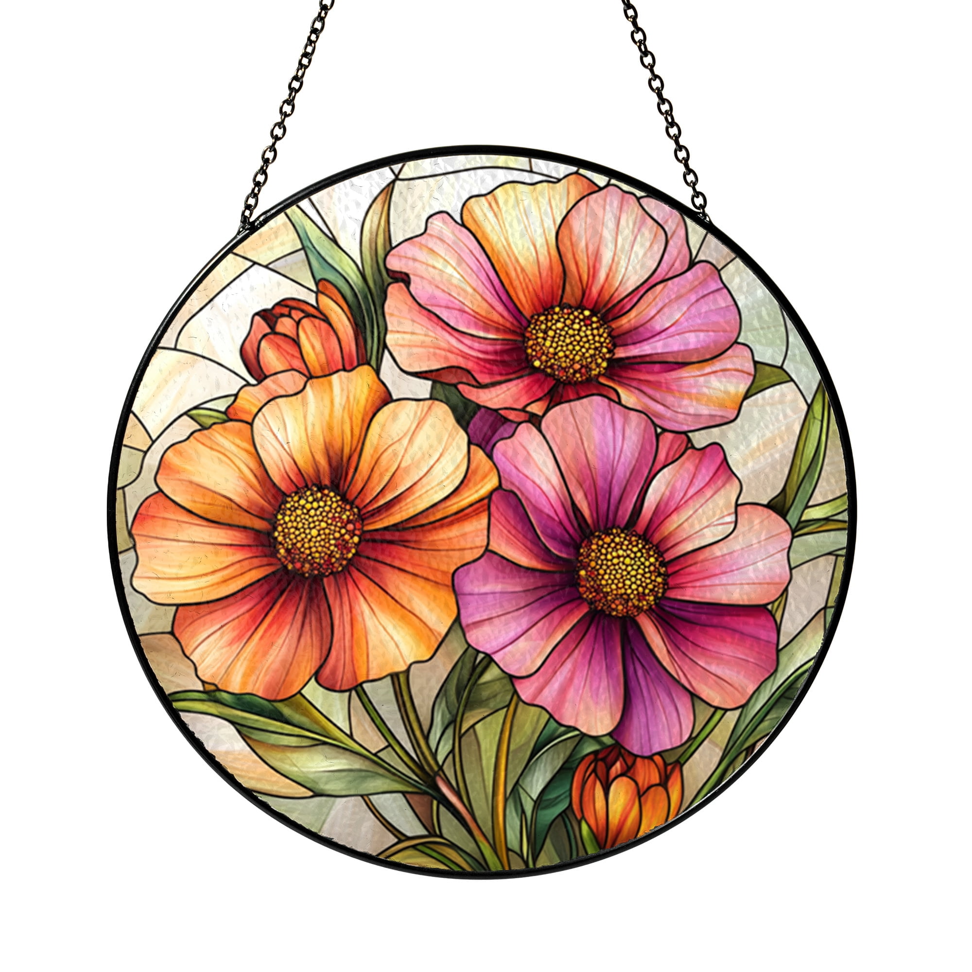Bright Cosmos Bloom Stained Glass Style Suncatcher for Window Decor ...