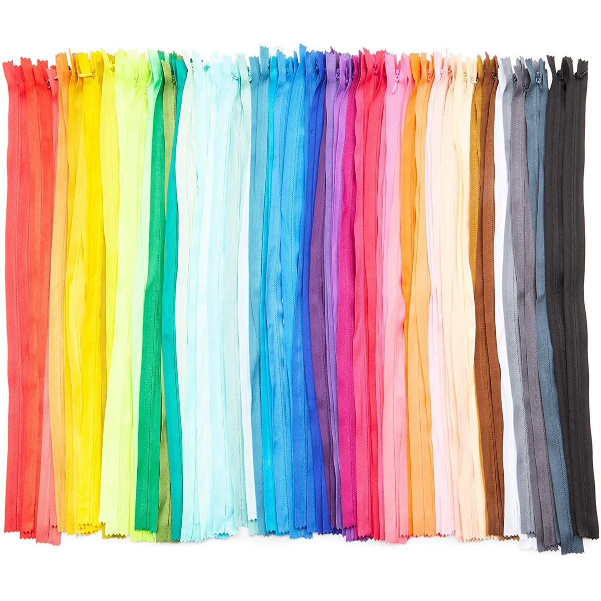Bright Creations Colored #3 Nylon Coil Zippers for Sewing, 50 Rainbow ...