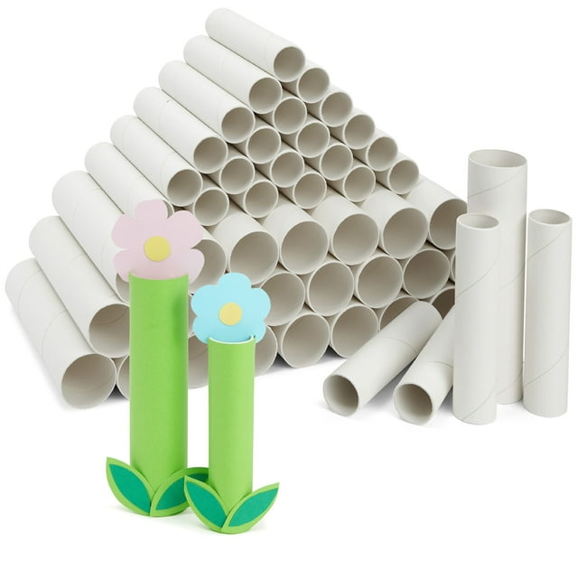 Bright Creations White Paper Cardboard Craft Tube Rolls (50 Pack ...
