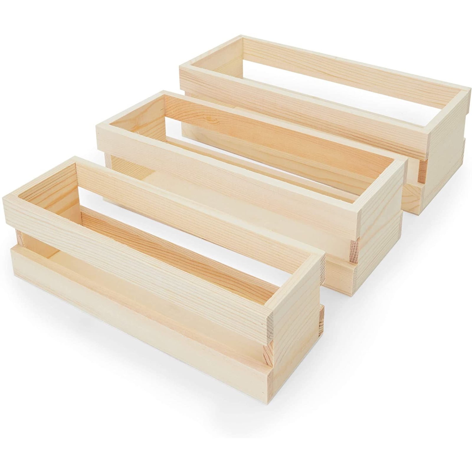 Bright Creations Wooden Trays Set with Handle, Crates for Storage ...