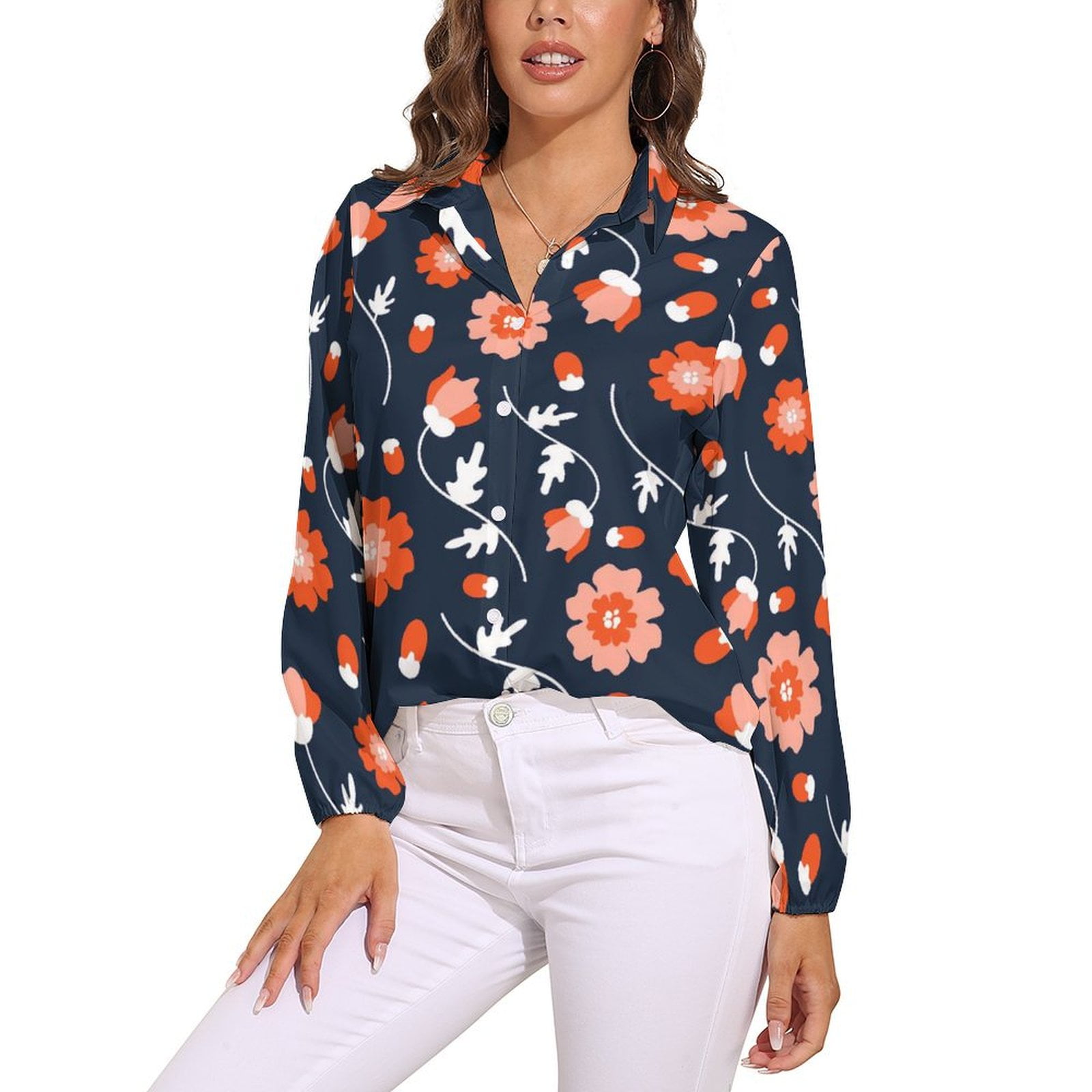 Bright Daisies Print Loose Blouse ic Flowers Casual Oversize Blouses ...