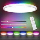 CheDux 24W Dimmable LED, RGB Flush Mount 12 Inch Ceiling Light, Remote ...