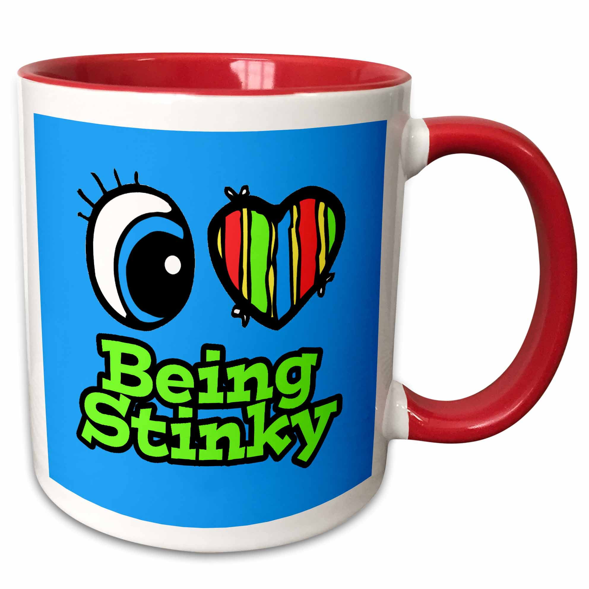 3drose, Bright Eye Heart I Love Being Stinky, 15oz Two-tone Red Mug ...
