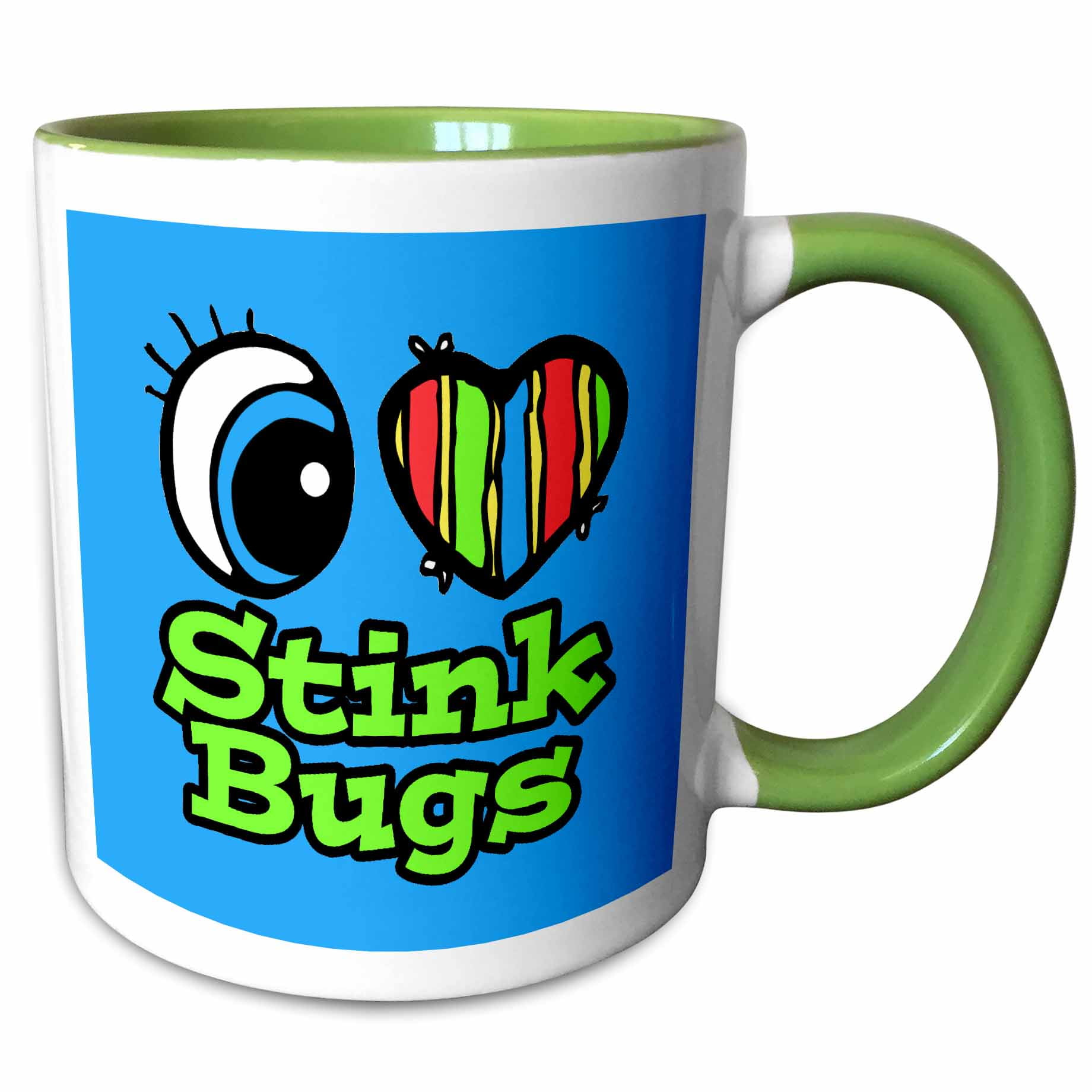 Bright Eye Heart I Love Stink Bugs 11oz Two-Tone Green Mug mug-106570-7 ...
