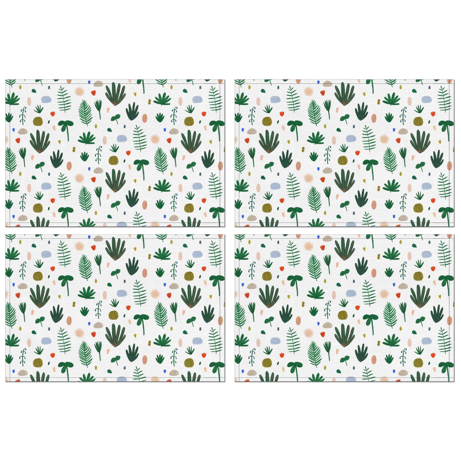 Bright Floral Bloom Table Mats Set of 4, Wrinkle Free Heat Resistant ...