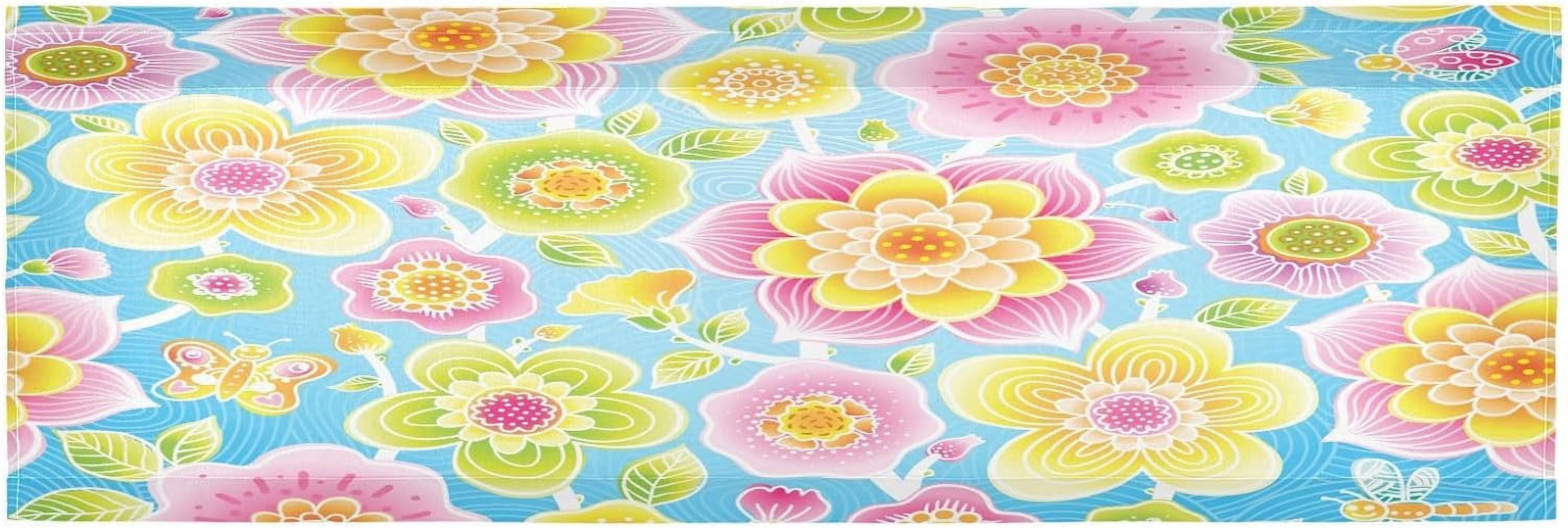 Bright Floral Curtain Valance for Kitchen Windows/Bathroom/Living Room ...