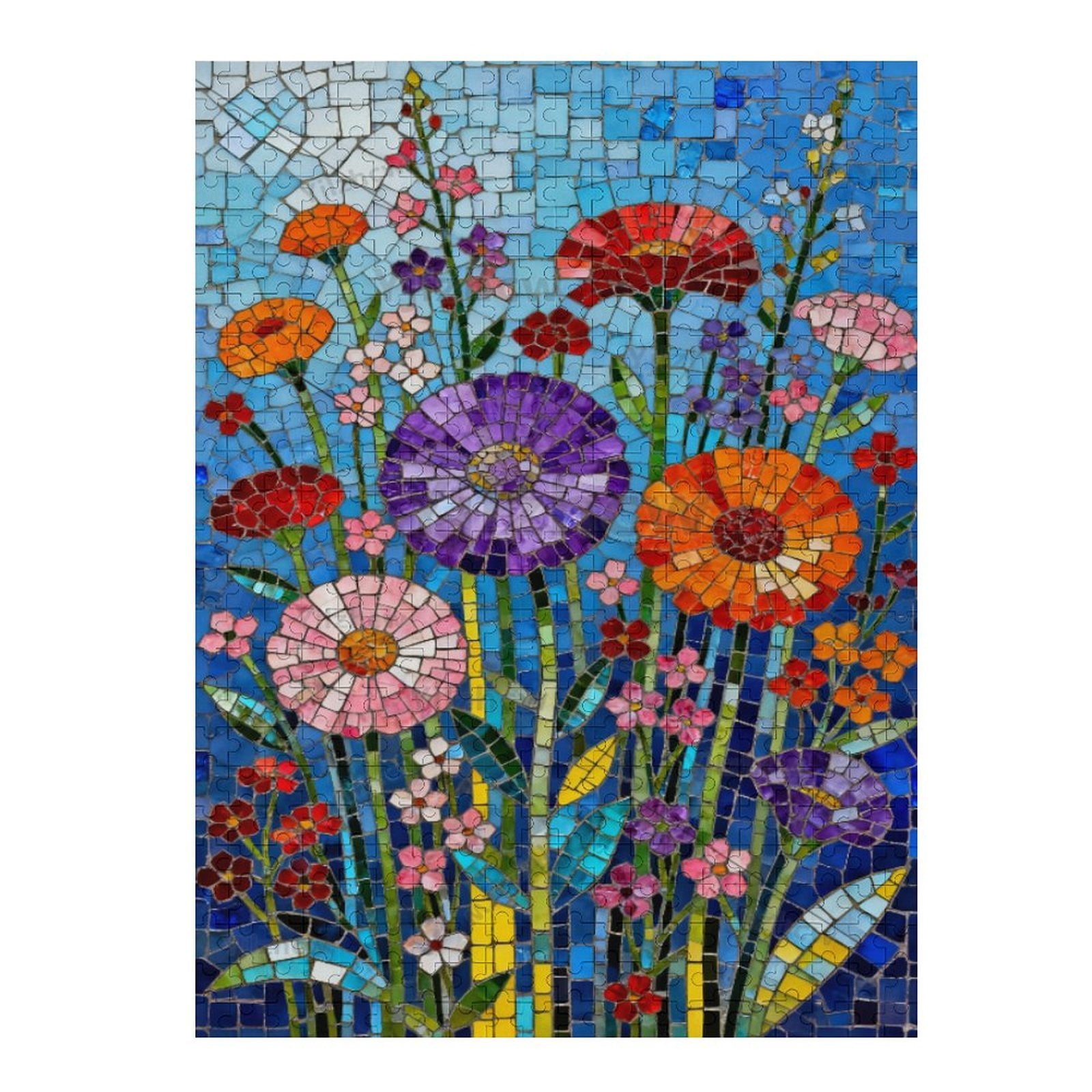 Bright Floral Mosaic Design Wooden Jigsaw Puzzle 1000 Piece Puzzle for ...