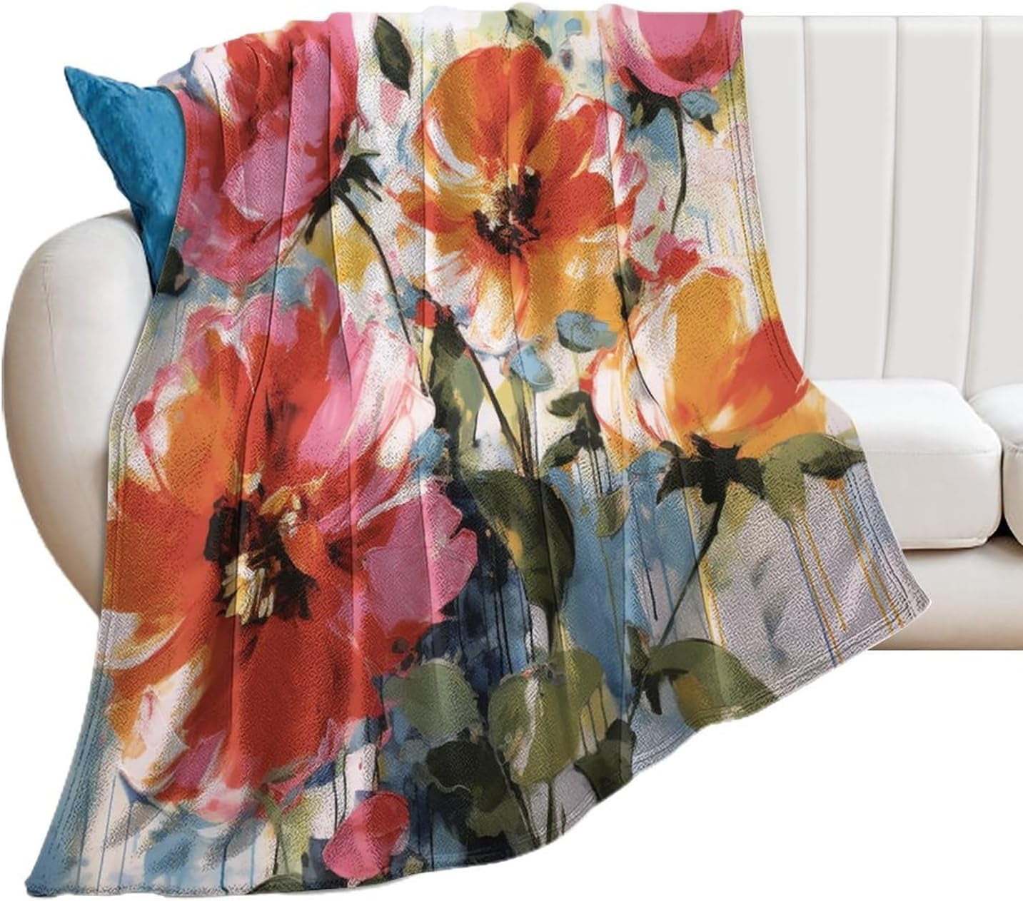 Bright Floral Pink Rose Dorm Decor Colourful Throw Blanket for Men ...