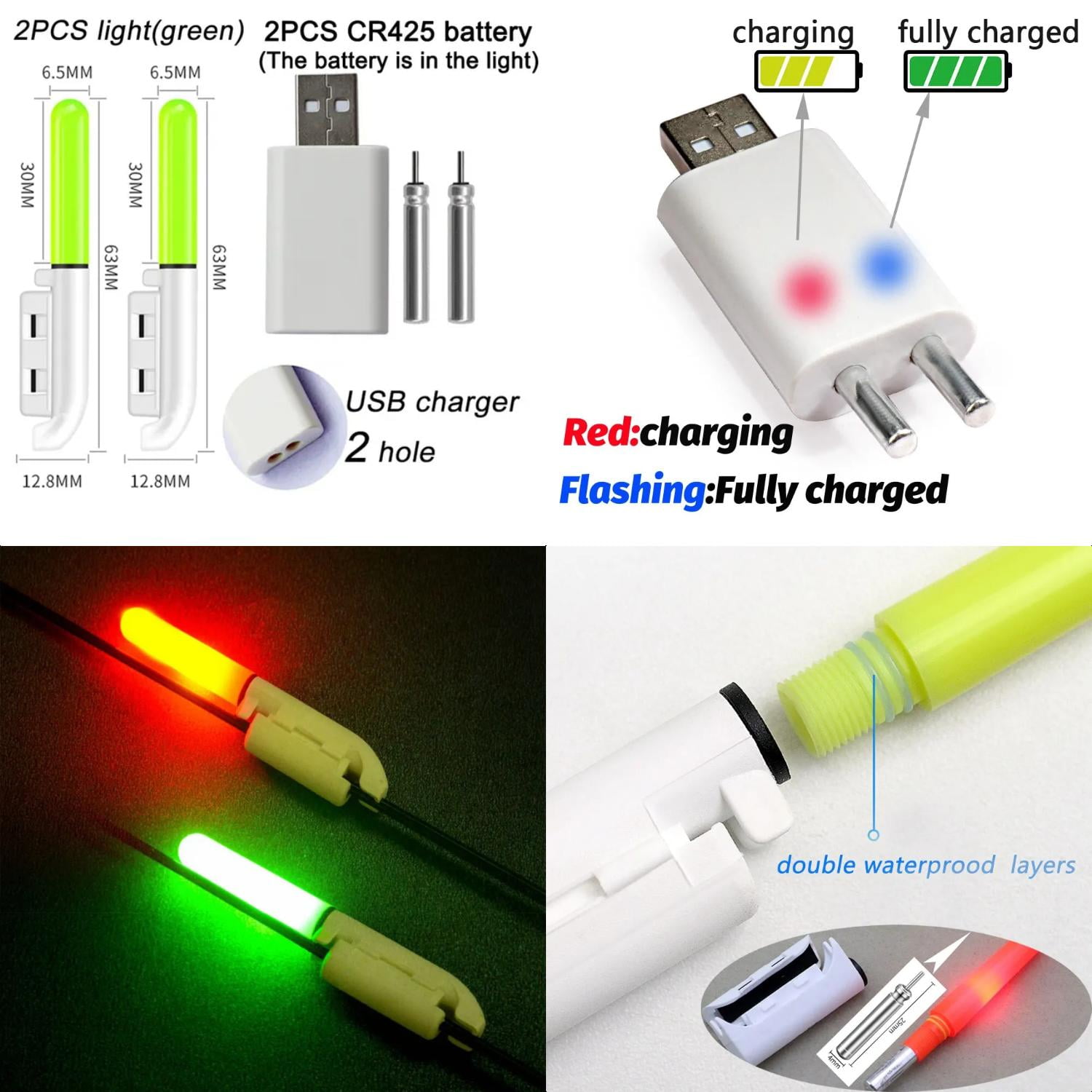 Bright Fluorescent Fishing Light Stick Rod with LED CR425 Lithium ...