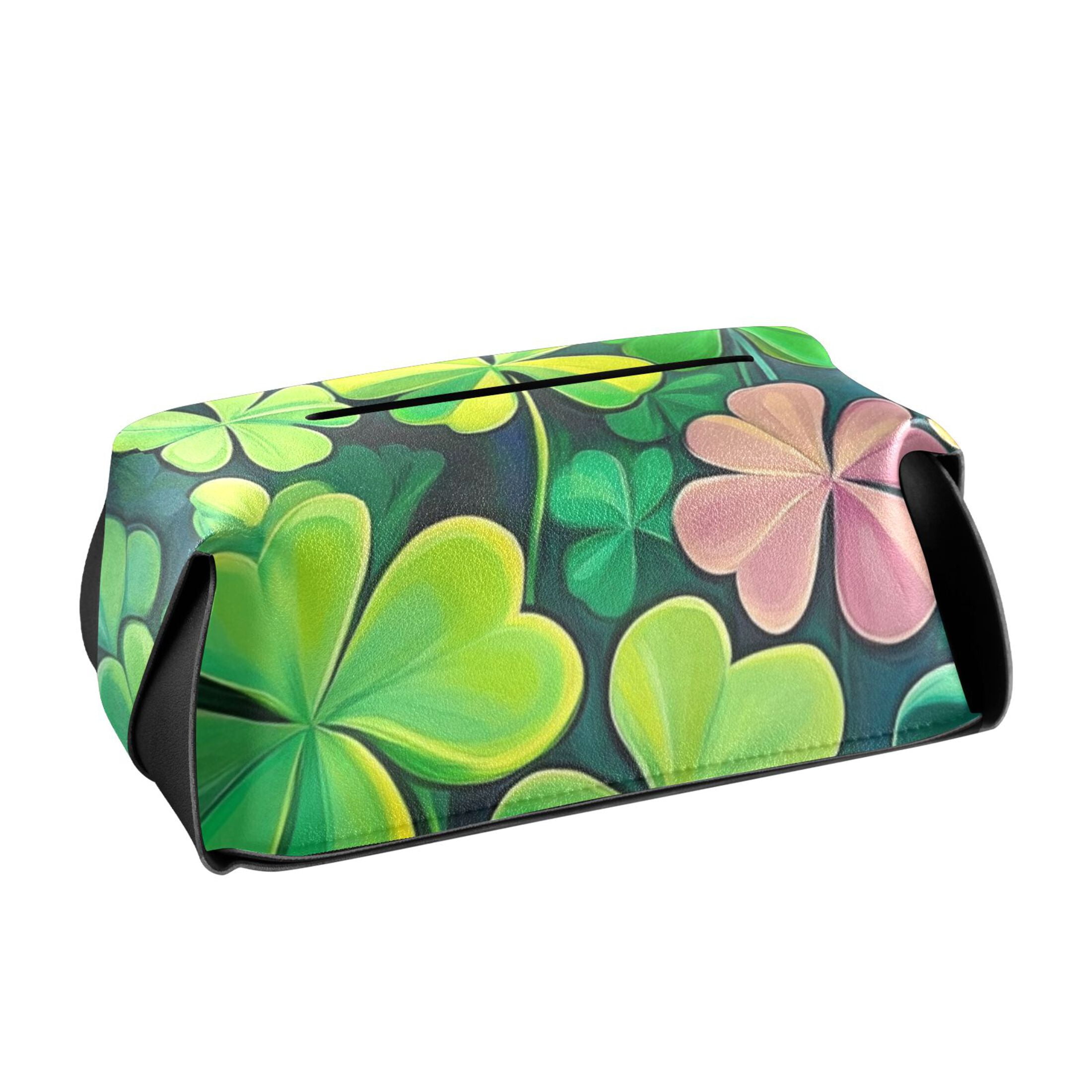 Bright Four Leaf Clover Tissue Box Cover Leather Square Rectangle ...
