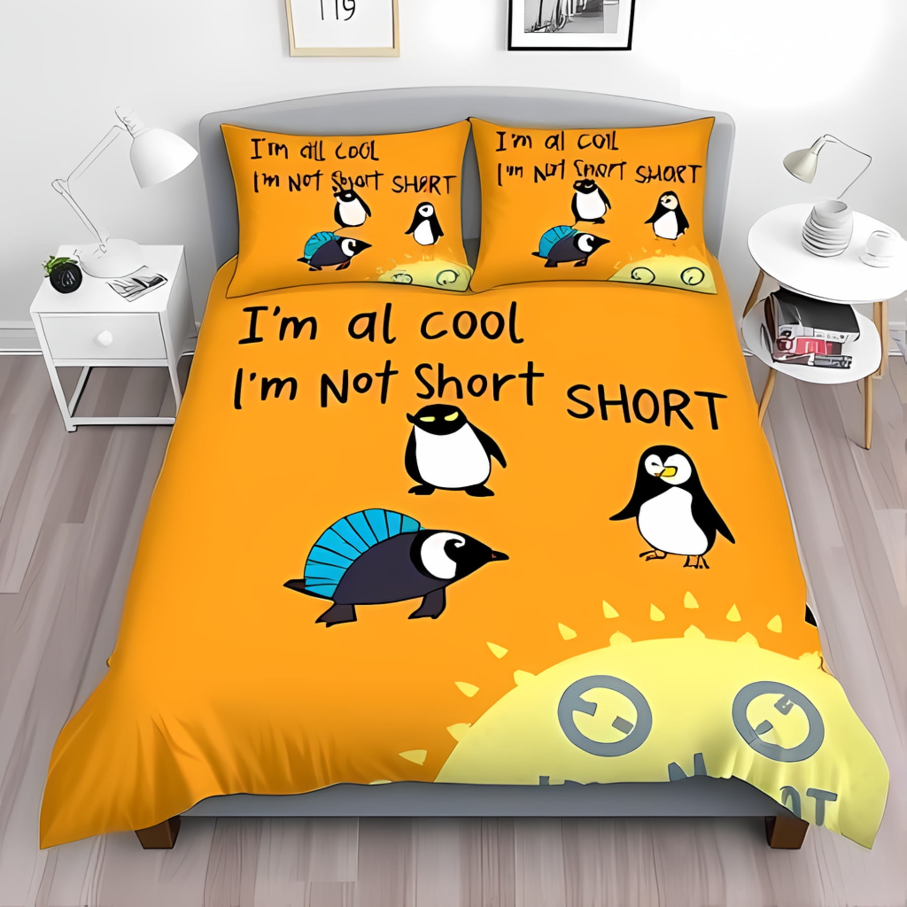 Bright & Fun 3-Piece Duvet Cover Set with Playful Penguins & Cheerful ...