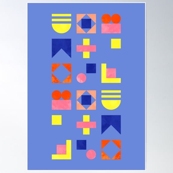 Bright Geometry - Seamless Pattern Poster Wall Art Modern Wall Decor ...