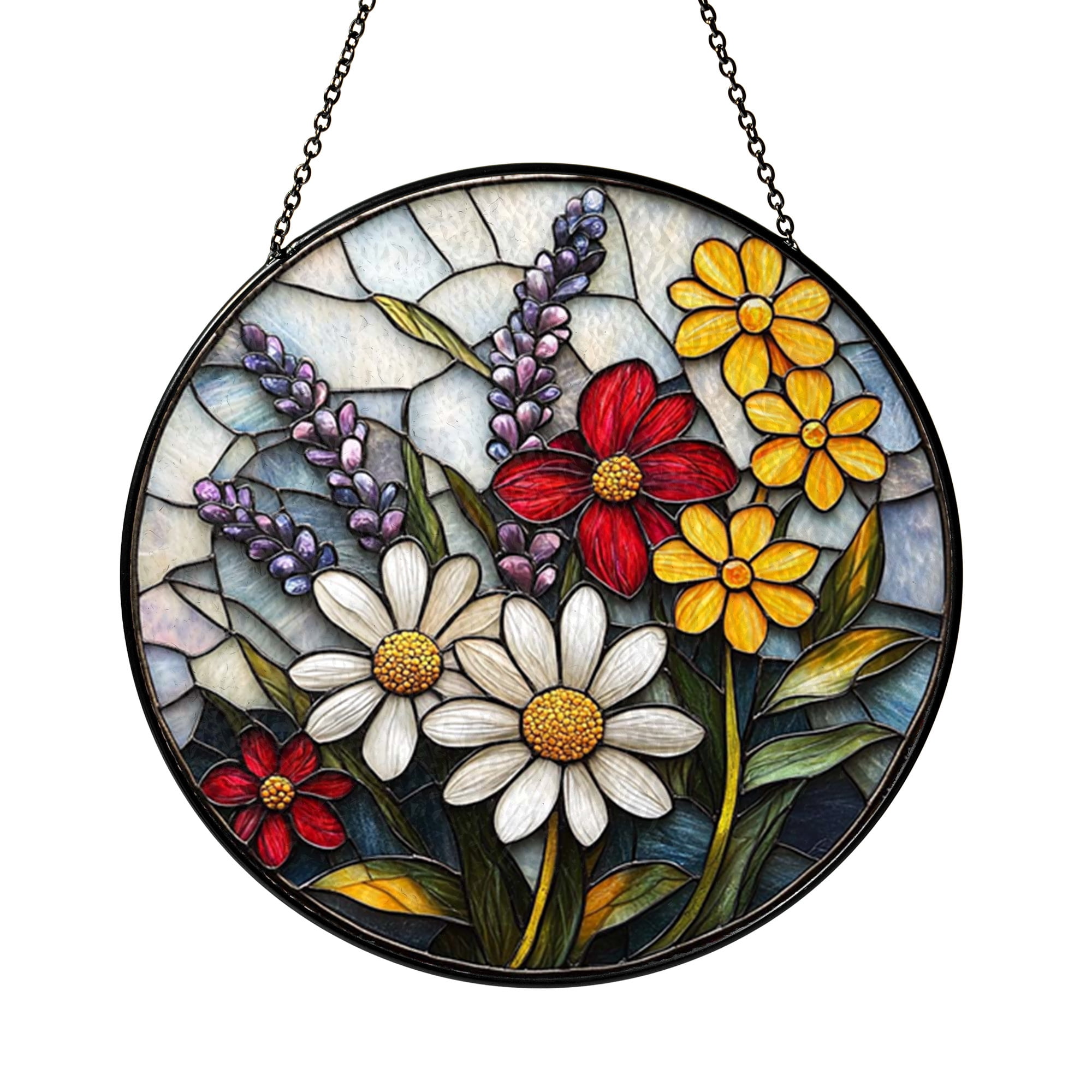 Bright Gerbera Blossom Window Panel in Stained Glass Style2001 ...