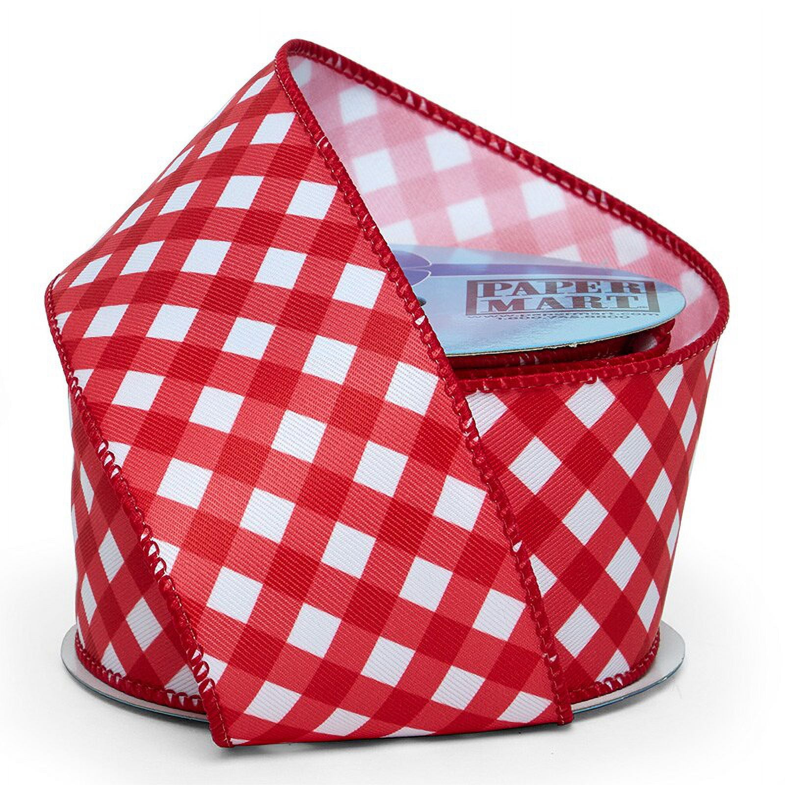 Bright Gingham Wired Ribbon, 2 1/2" X 10 Yards, Red, Roll 1 by Paper ...