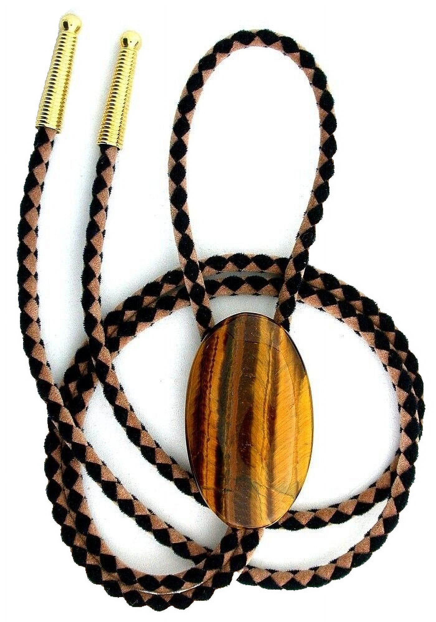 Bright Golden Tigereye 1 7/10 x 1 Inch Oval Bolo Tie Cord And Tip ...