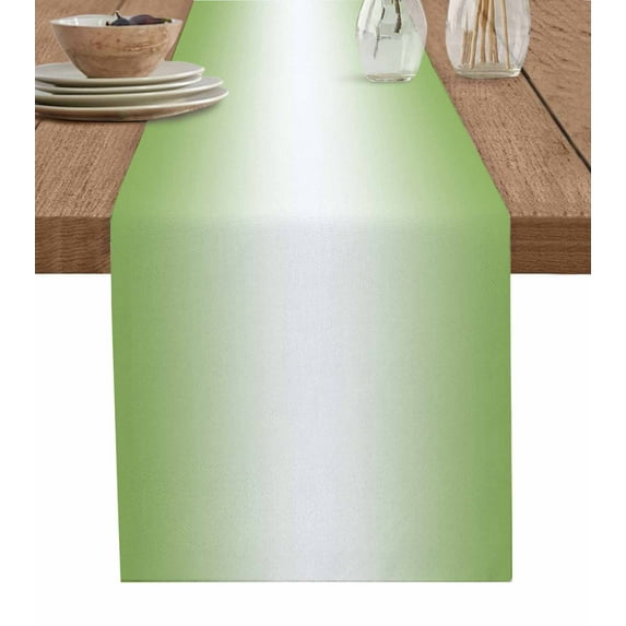 Bright Green And White Gradient Table Runner ration Home r Dinner Table ...