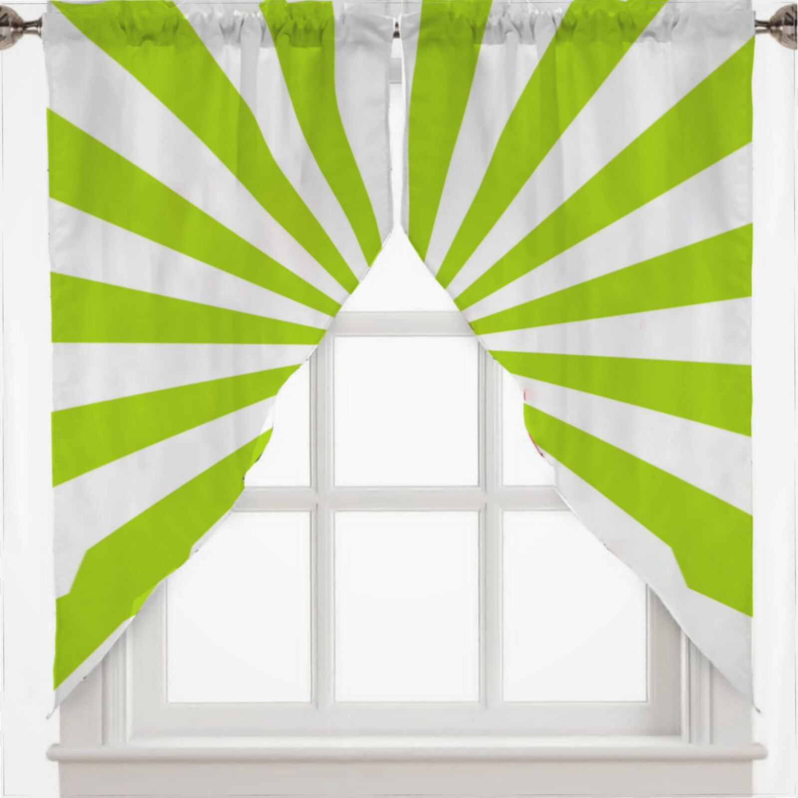 Bright Green And White Sunburst Swag Valances For Windows 2 Pack For ...